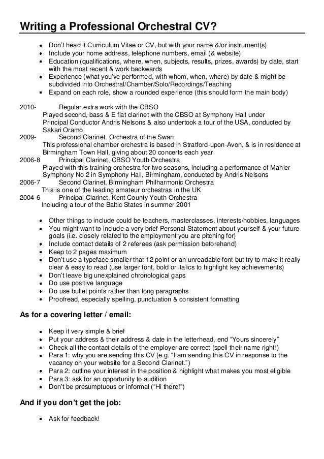 How To Write A Music Curriculum Vitae Music CV Example How To Write A Music Curriculum Vitae Music CV Example